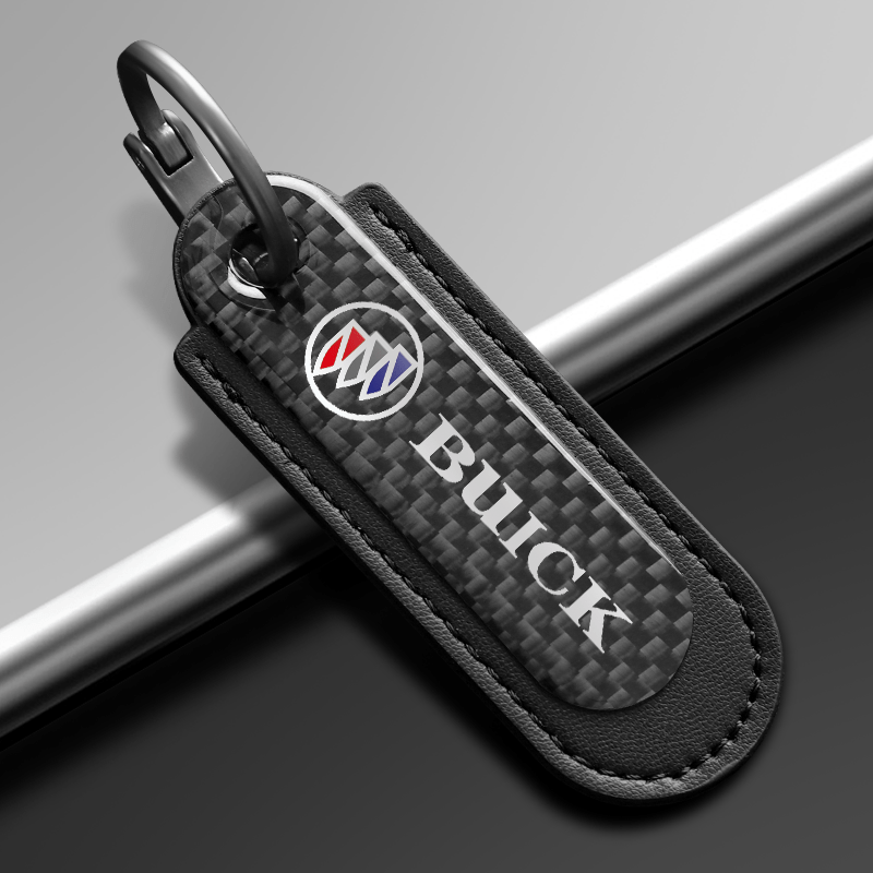 Buick Real Carbon Fiber With Black Leather Keychain - Tire Valve Caps ...