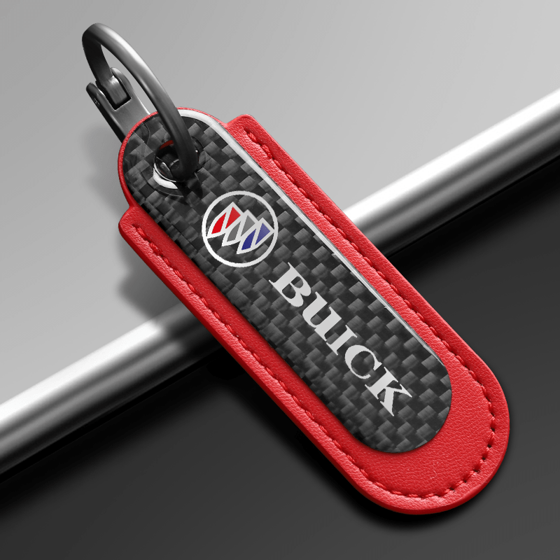 Buick Real Carbon Fiber With Red Leather Keychain - Tire Valve Caps ...
