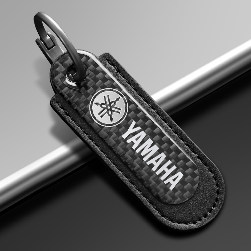Yamaha Real Carbon Fiber With Black Leather Keychain – Tire Valve Caps ...