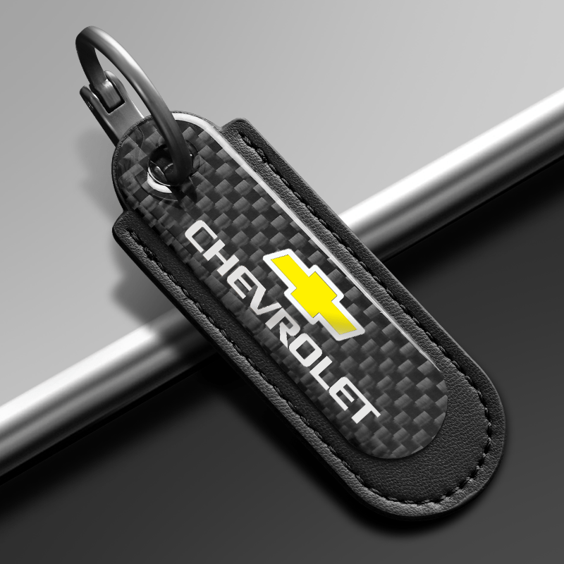 Chevrolet Carbon Fiber With Black Leather Keychain – Tire Valve Caps ...