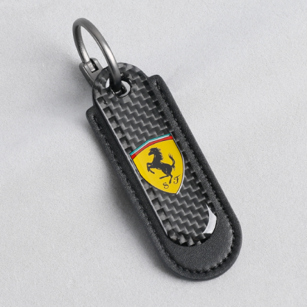 Leather Keychain For Ferrari Carbon Fiber Black | Keychains