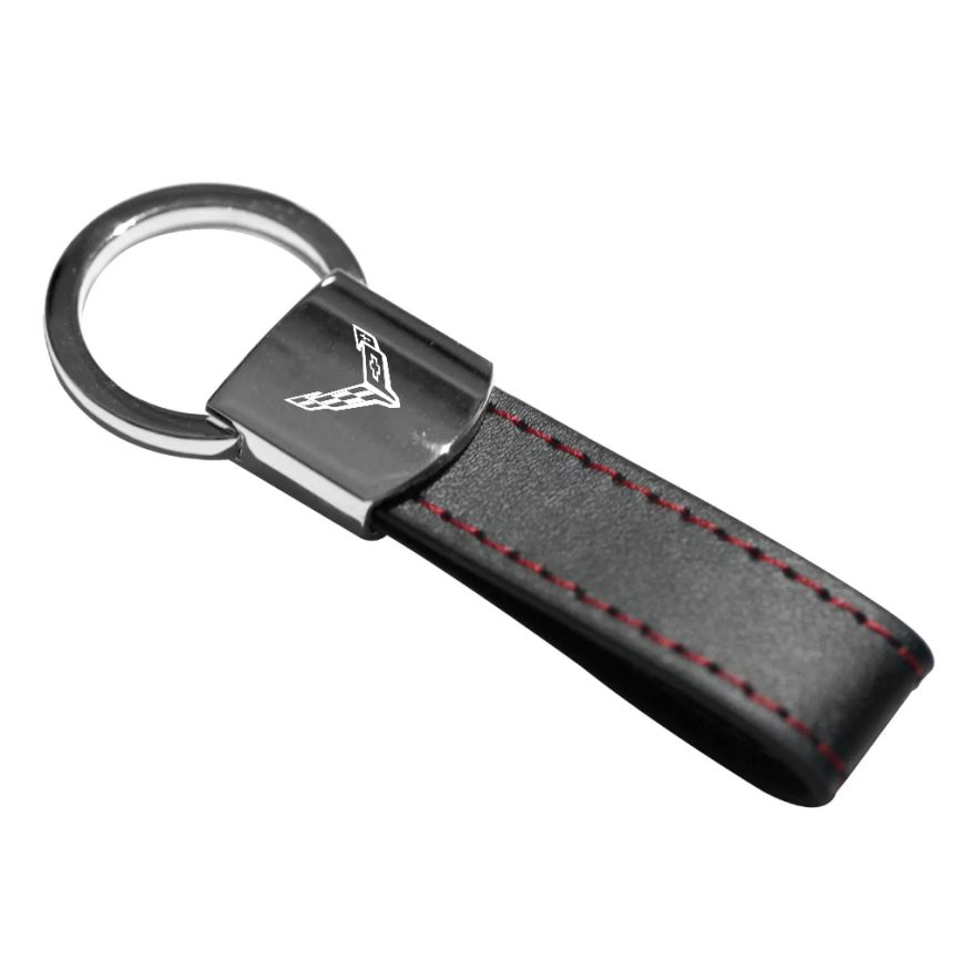 Metal Keychain - Chevrolet Corvette C8 Black Leather
