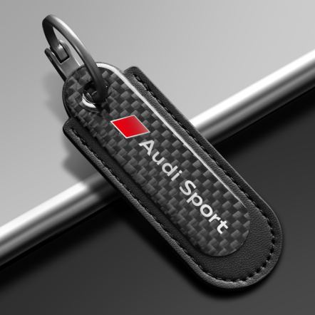 Audi Sport Real Carbon Fiber With Black Leather Keychain - Tire Valve ...