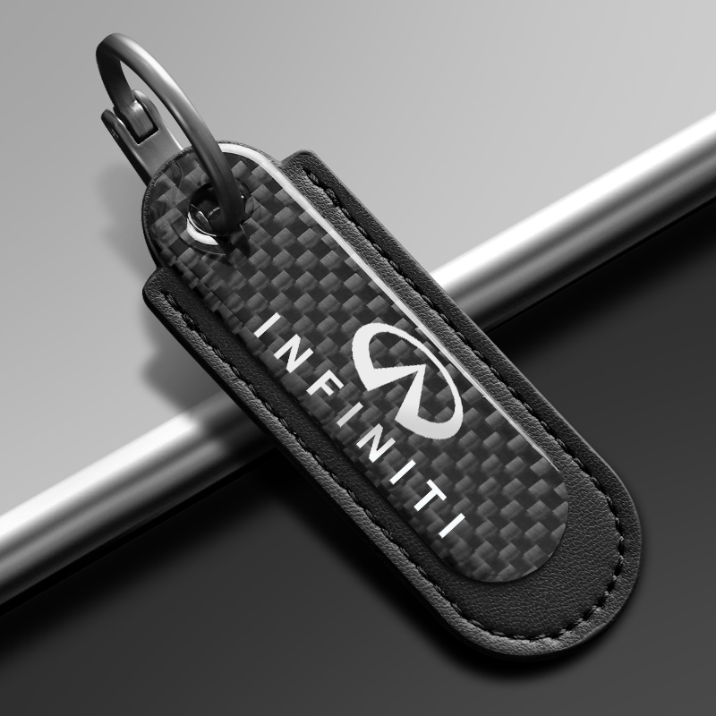 Infiniti Real Carbon Fiber With Black Leather Keychain – Tire Valve ...