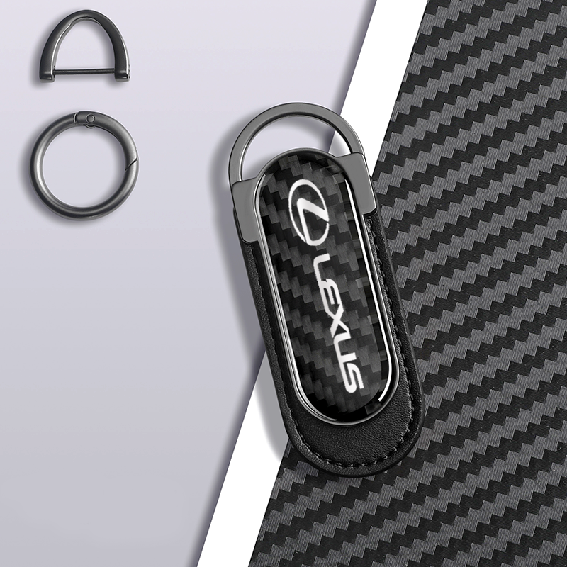 Lexus Carbon Fiber With Metal Black Leather Keychain - Tire Valve Caps ...