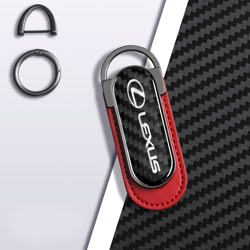Lexus Carbon Fiber With Metal Red Leather Keychain - Tire Valve Caps ...