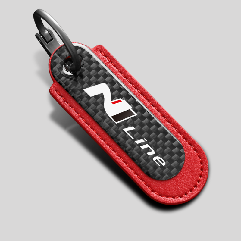 Hyundai N Line Real Carbon Fiber With Red Leather Keychain - Tire Valve ...